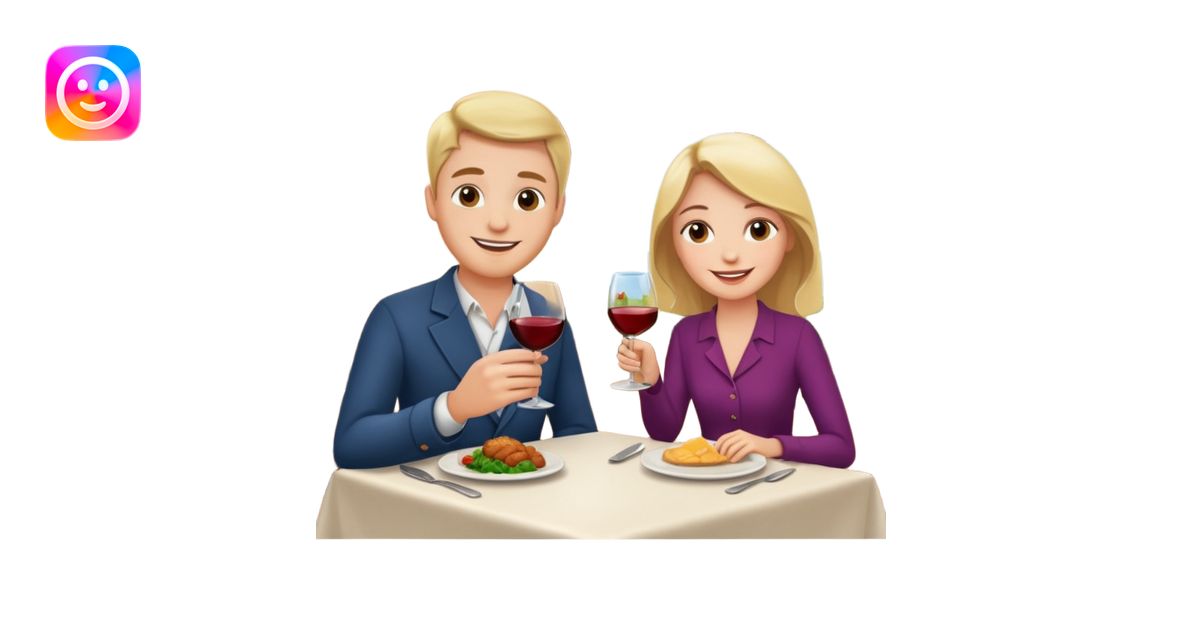 couple sitting and having dinner in a restaurant emoji | AI Emoji Generator