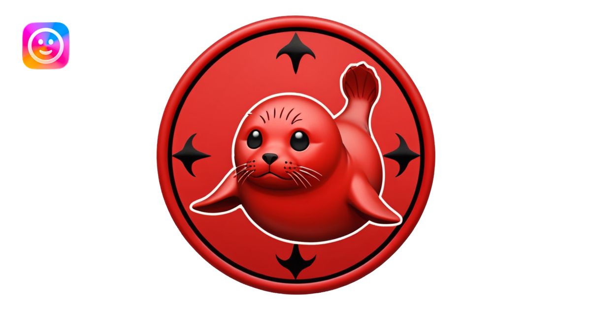 iOS sticker, summoning seal, black circle, red symbol, minimal emoji ...