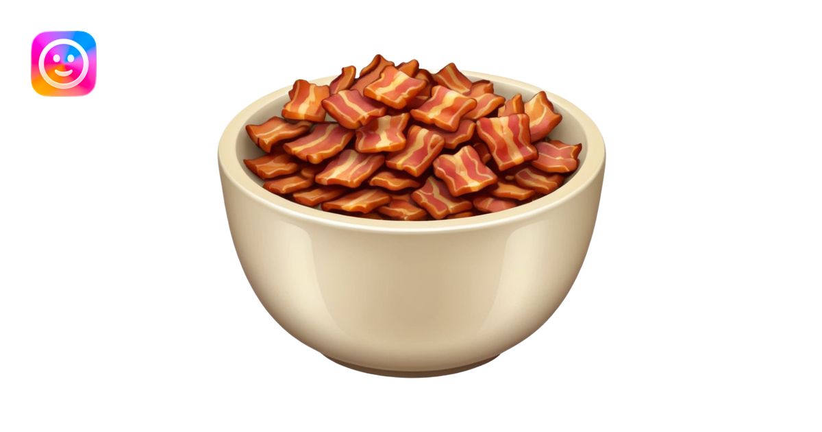 fine brown bacon bits in small bowl emoji | AI Emoji Generator