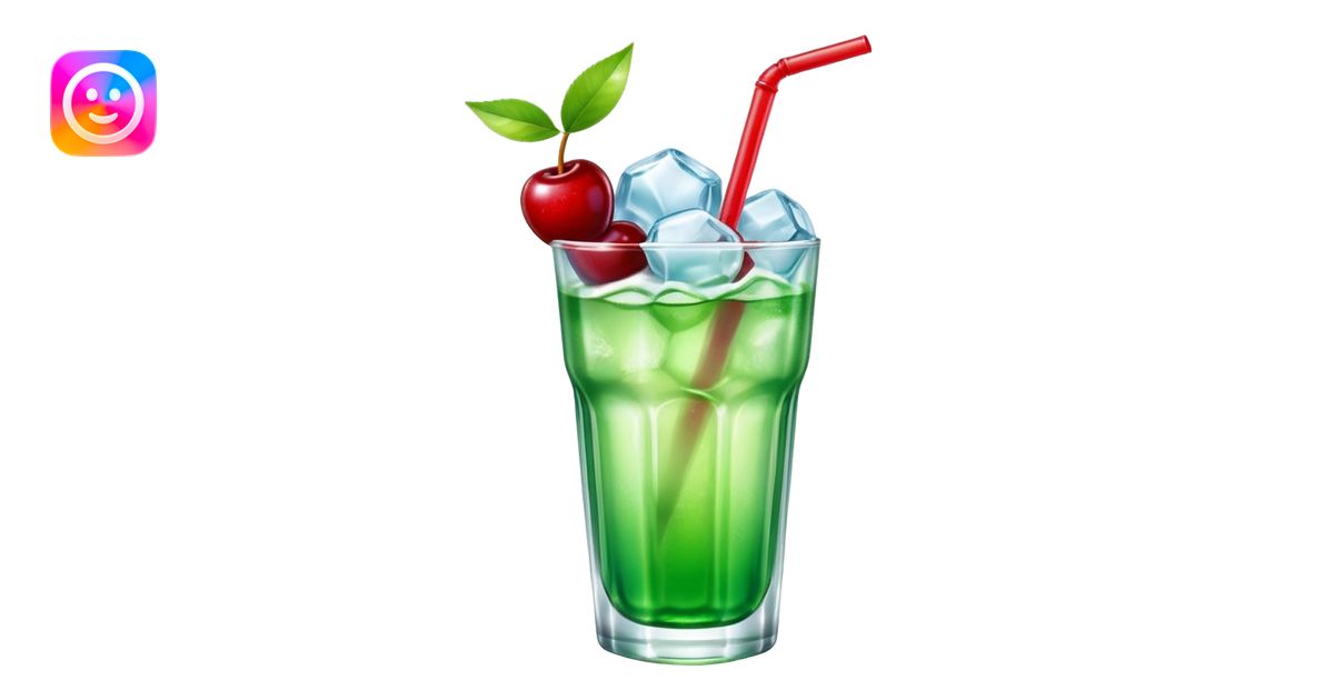 Create an emoji with a very clear rounded glass and ice, bright ...