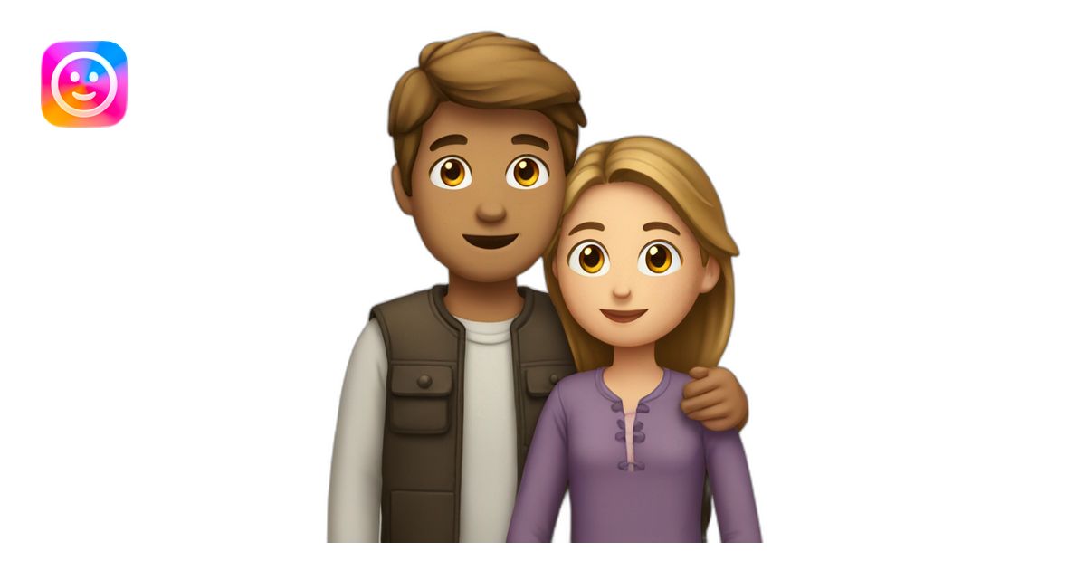 Garçon et fille qui se font un câlin emoji | AI Emoji Generator