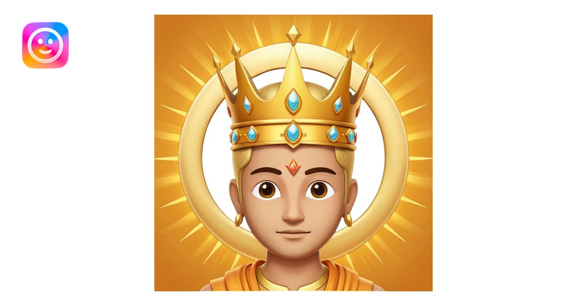Hindu god Surya portrait, head and shoulders only, radiant golden crown ...