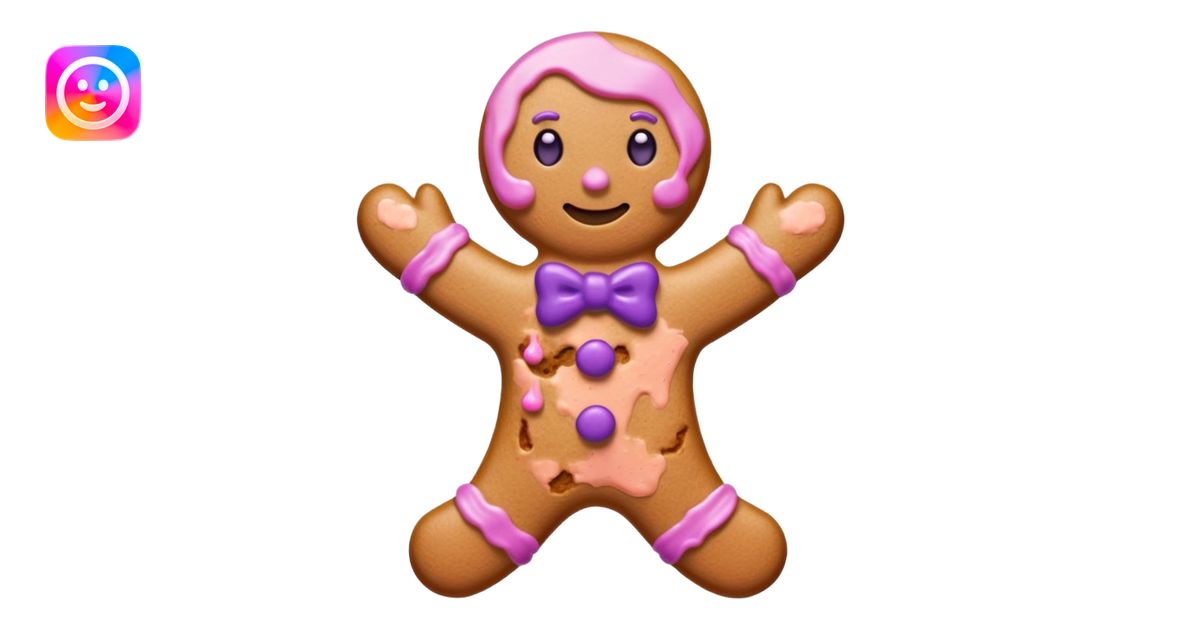A gingerbread man cute pink and purple super cute and arty emoji | AI ...
