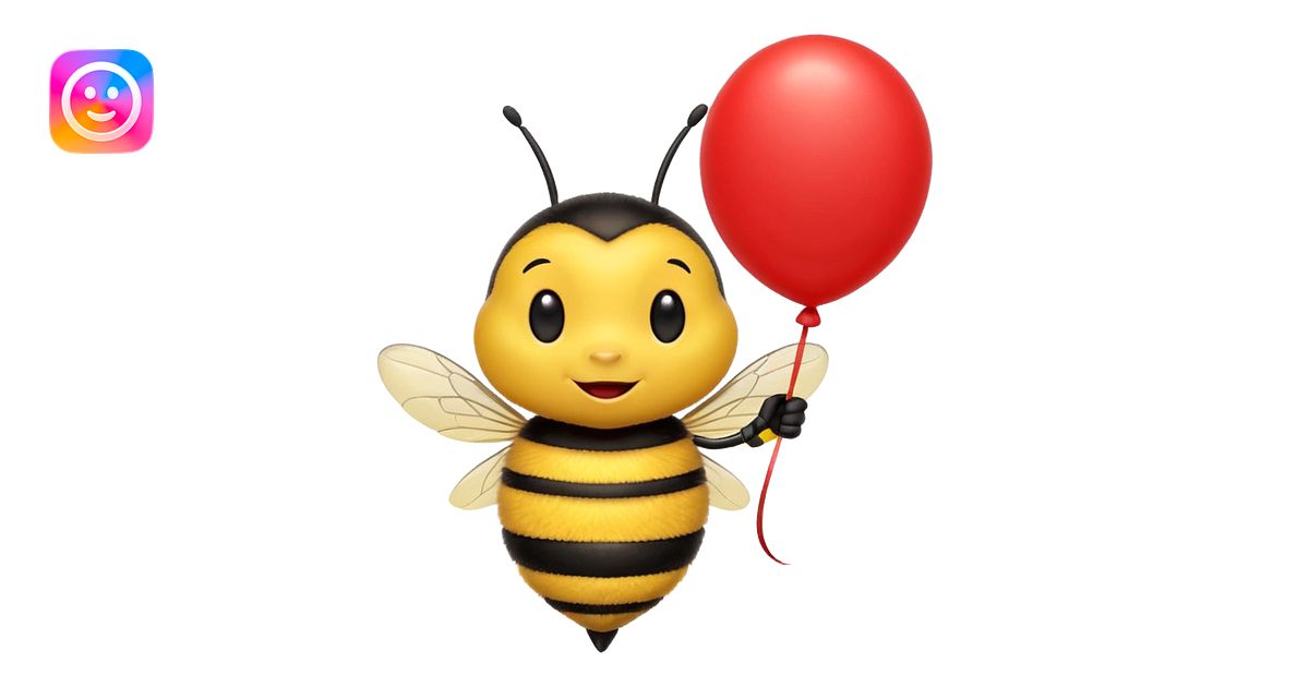 Excited bee carrying balloon emoji | AI Emoji Generator