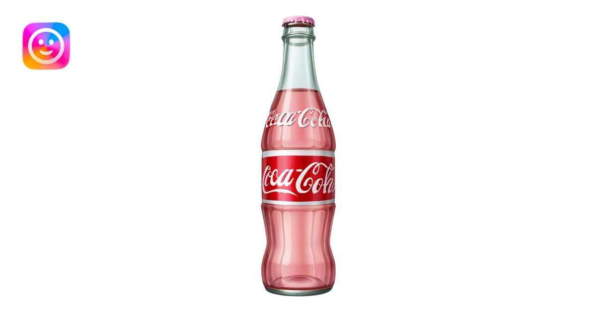Coke bottle with light pink logo emoji | AI Emoji Generator