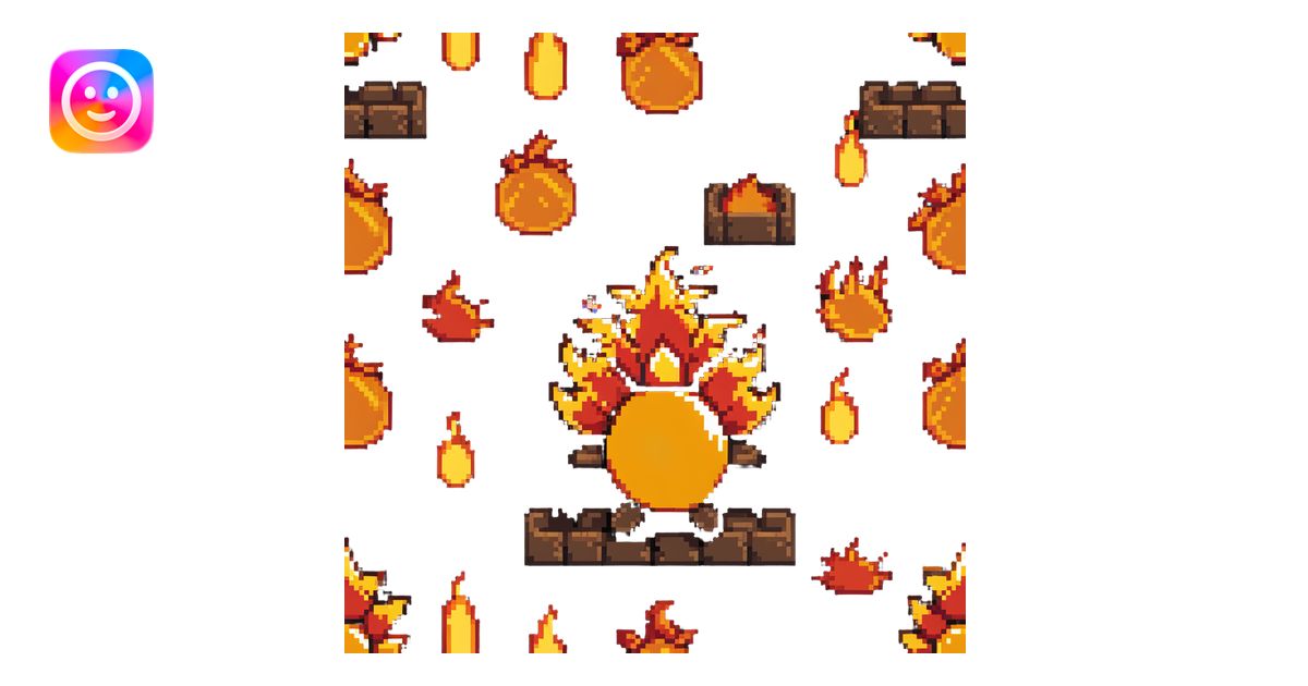 Bomberman upward-facing end-cap explosion tile, flames ending and ...
