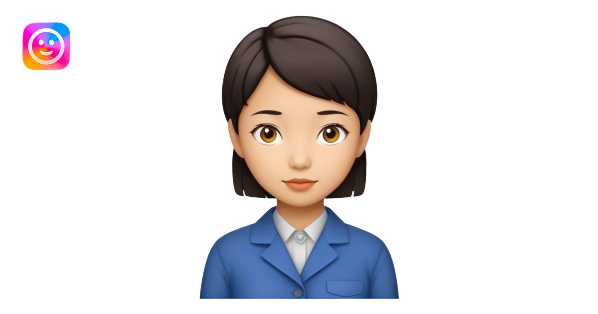 A short-haired Asian girl with a work permit emoji | AI Emoji Generator