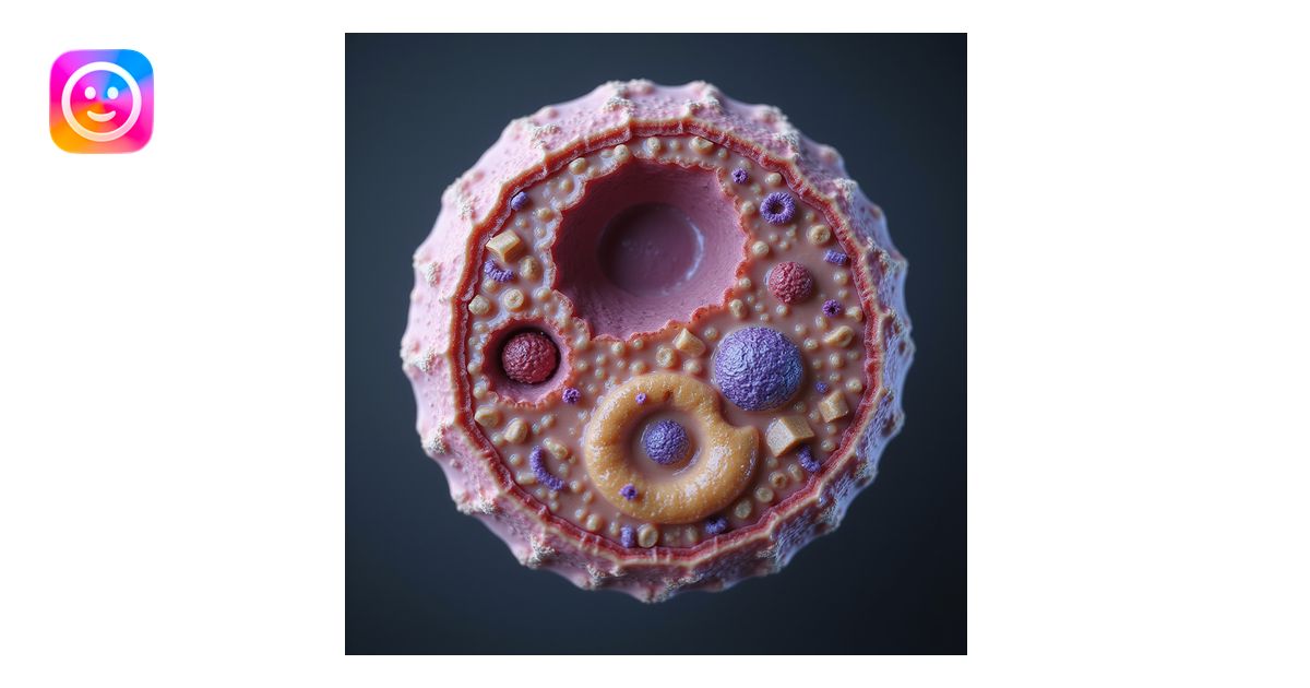 hyperrealistic cross-section 4K of a human cell showing fatty acids ...