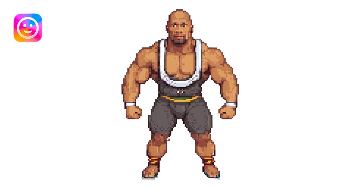 Dwayne Johnson as a wrestler pixel art style illustration | AI Emoji ...