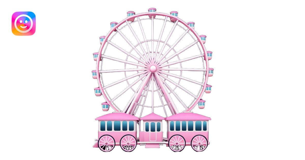 mix light pink dark pink and white theme park Ferris wheel emoji | AI ...