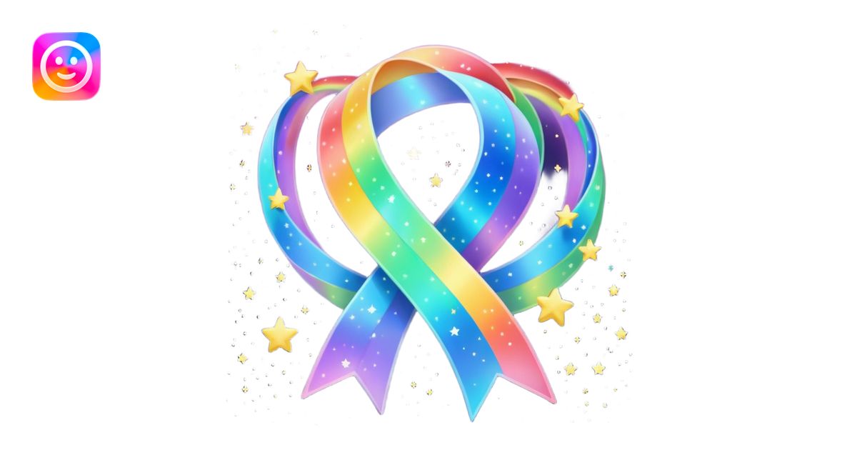 Rainbow starry galaxy ribbon emoji | AI Emoji Generator