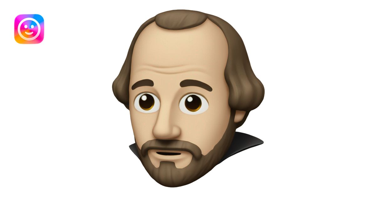 Shakespeare holds a tragic mask in his hand emoji | AI Emoji Generator