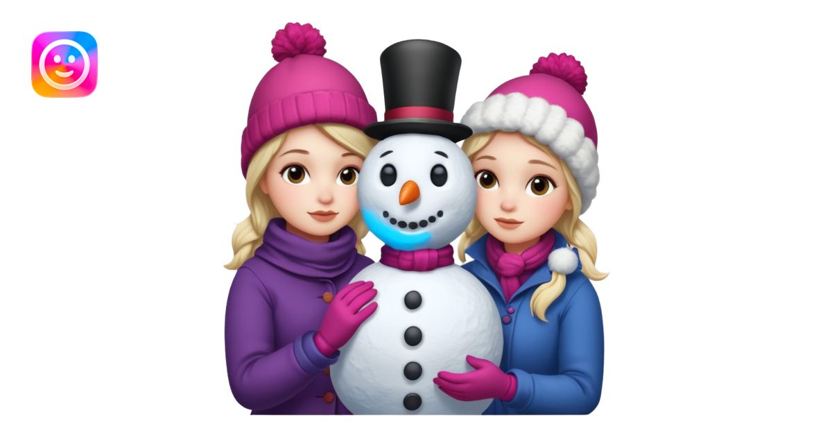 Virginia Poe and Maria Clemm building a snowman emoji | AI Emoji Generator