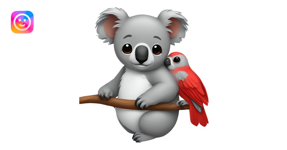 Koala bear cardinal bird cuddle emoji | AI Emoji Generator
