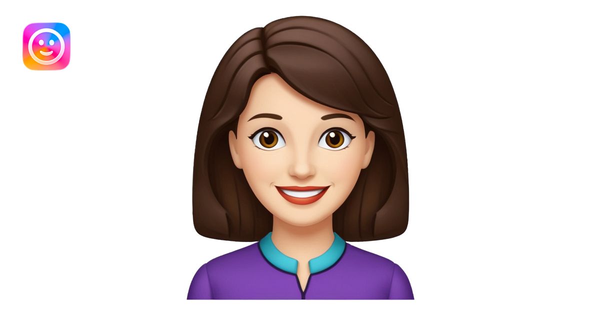 Maxene Andrews with dark brown hair emoji | AI Emoji Generator