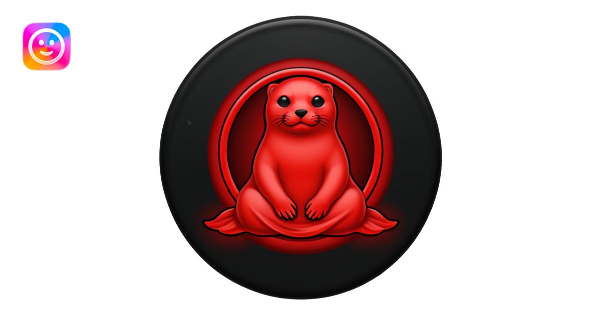 iOS sticker, summoning seal, black circle, red symbol, minimal emoji ...