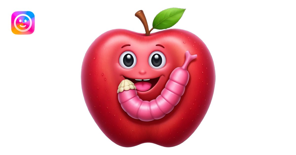 cute worm in apple emoji | AI Emoji Generator