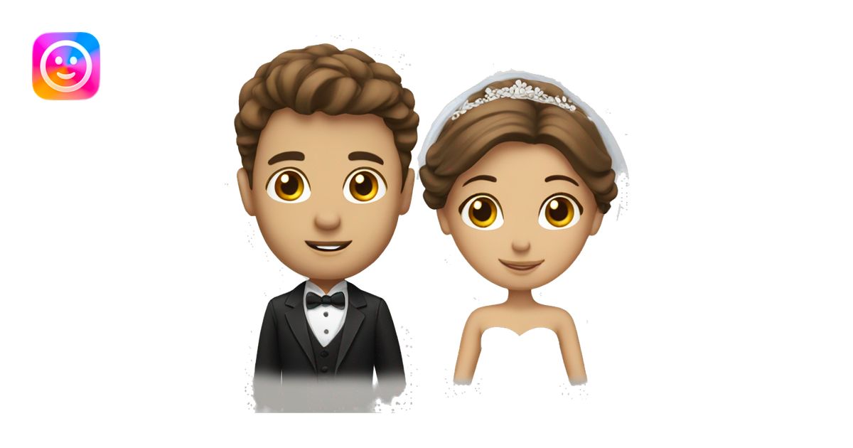 Brown haired bride and groom emoji | AI Emoji Generator