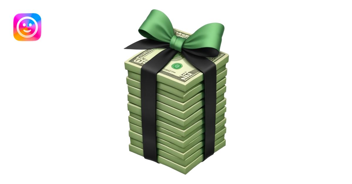 stack of money with black ribbon emoji | AI Emoji Generator