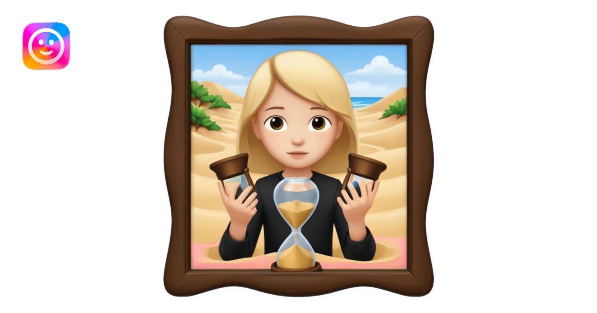 child holding hourglass in a frame emoji | AI Emoji Generator