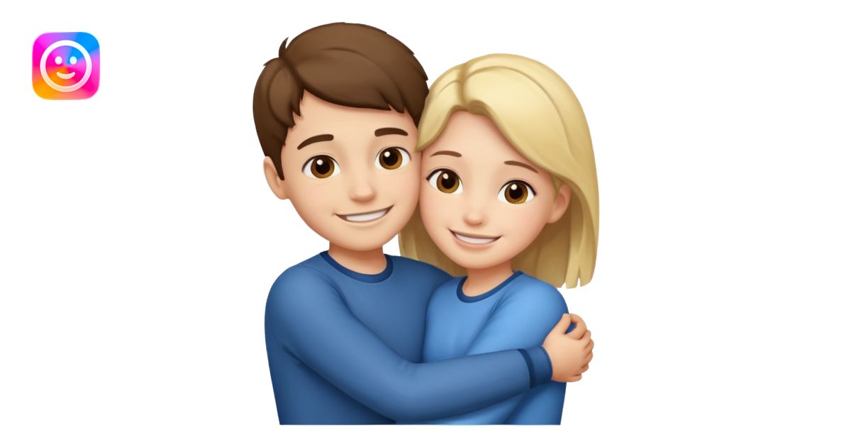 Un garçon et une fille en position calin emoji | AI Emoji Generator
