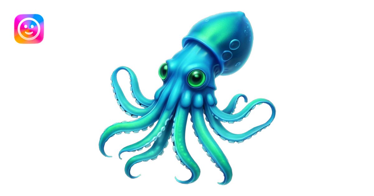 3D render of Deep Sea Squid, bioluminescent deep sea style, glowing ...