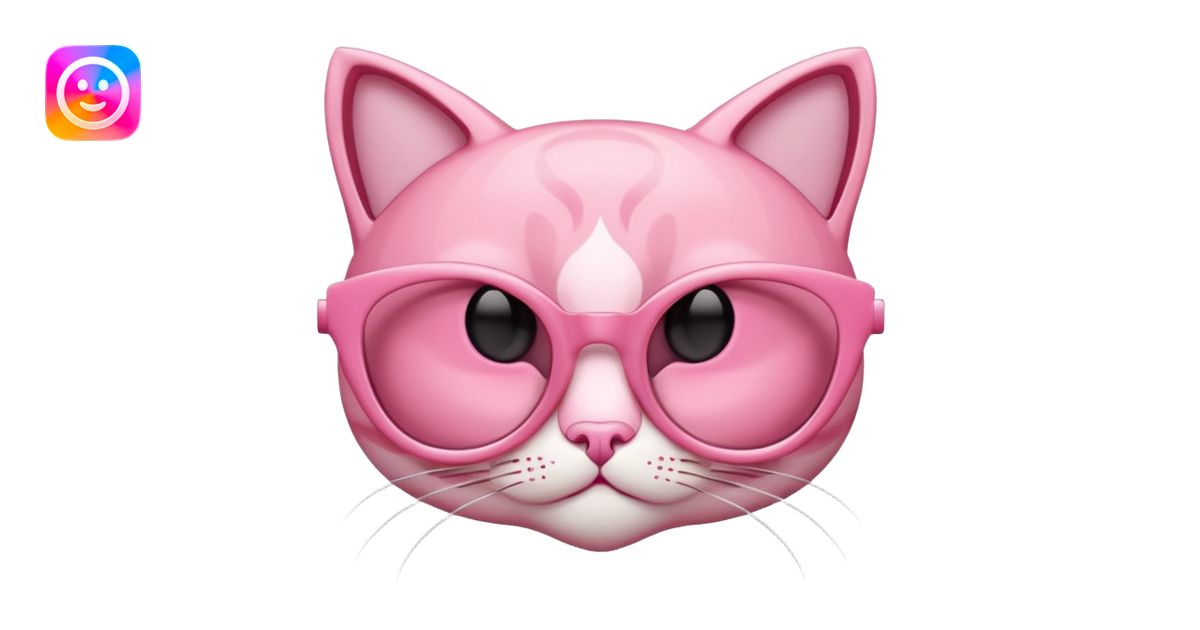 A 3D cartoon rose-pink cat-eye shaped spectacle, glossy curved frame ...