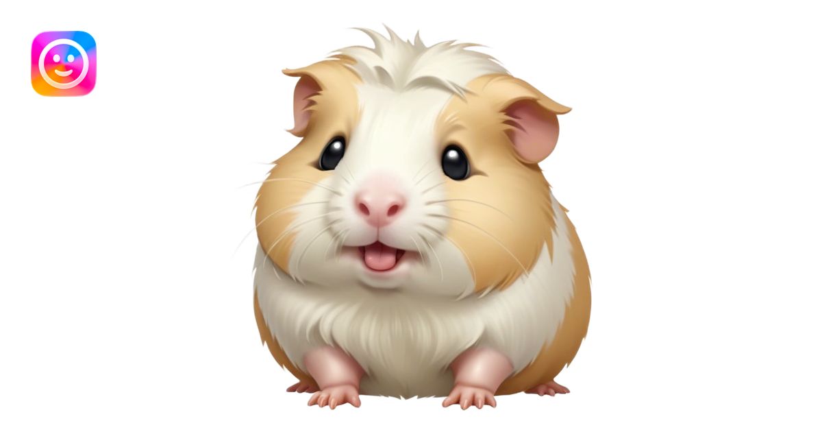 Cinematic Cute Yawning White Guinea Pig Portrait Emoji, Head tilted ...