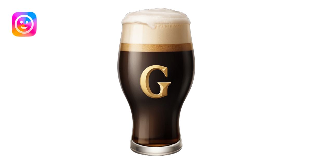Guiness stout glass with letter 'G', filled precisely to the horizontal ...