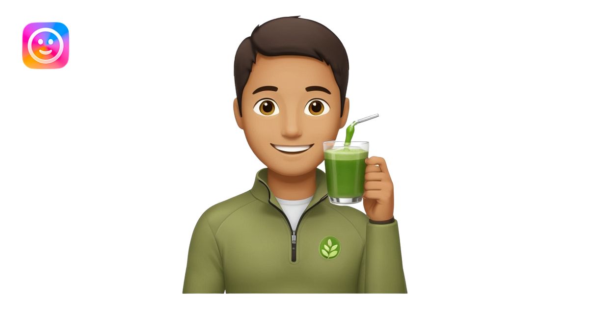 Guy chilling with a quarter zip and matcha tra emoji | AI Emoji Generator