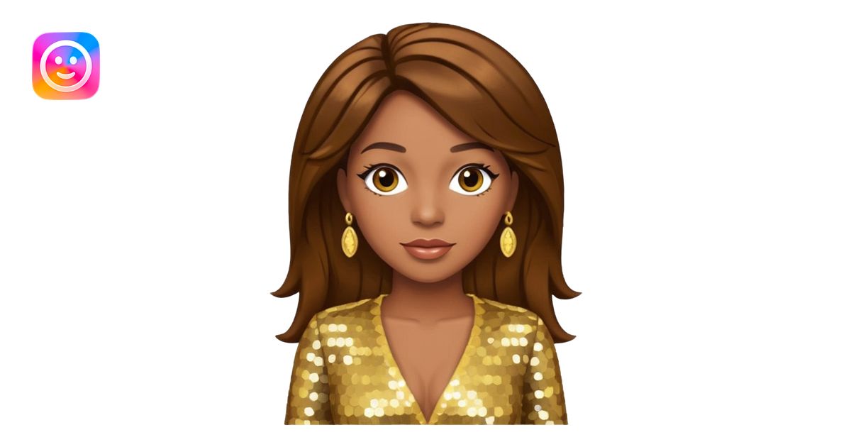 Farrah Franklin from Destiny's Child with brown hair, gold sequin outfit emoji | AI Emoji Generator
