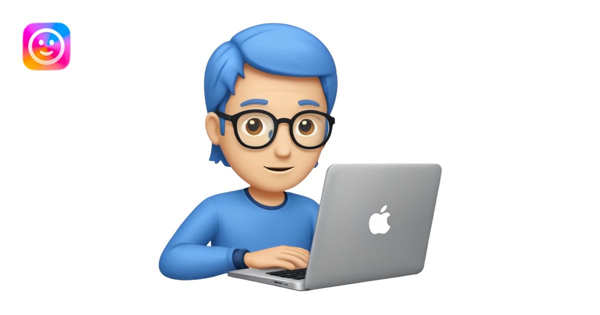 A tech guru in the front of a laptop emoji | AI Emoji Generator