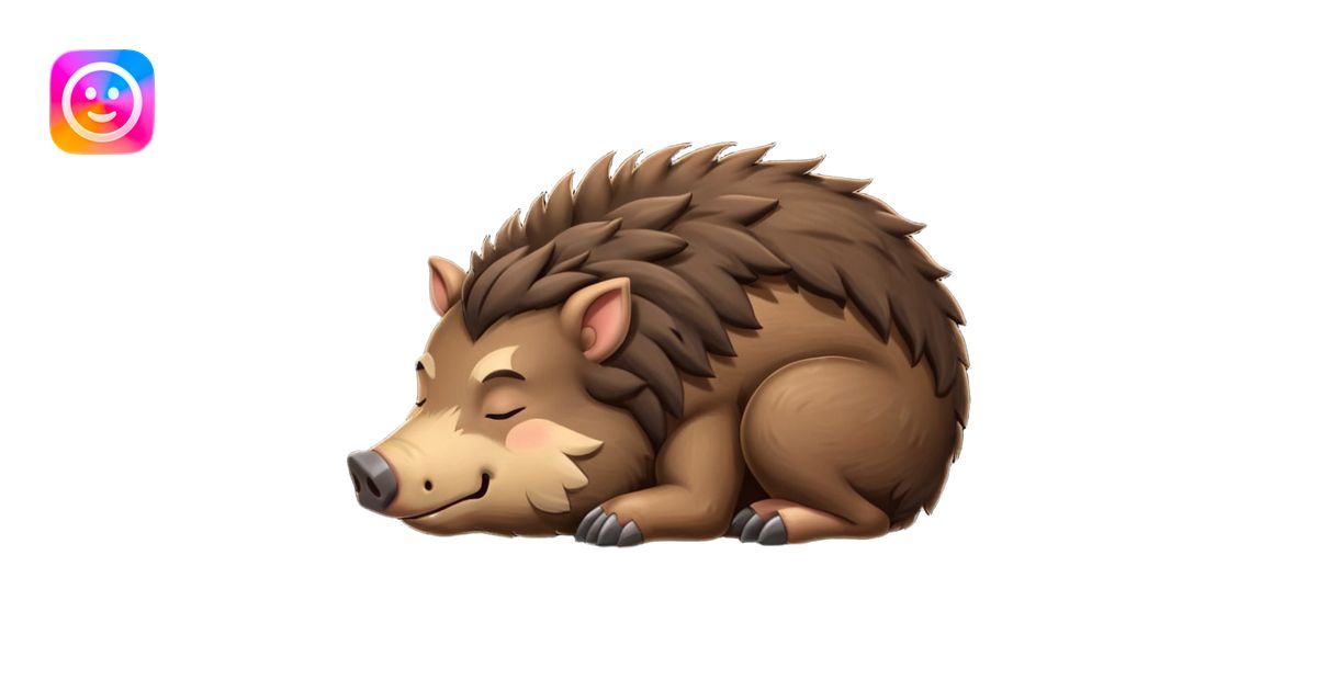 dark brown and fluffy boar full body, sleeping emoji | AI Emoji Generator