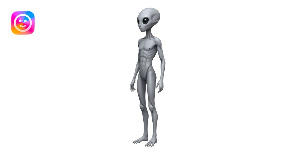 fullbody humanoid gray alien direct sideview emoji | AI Emoji Generator