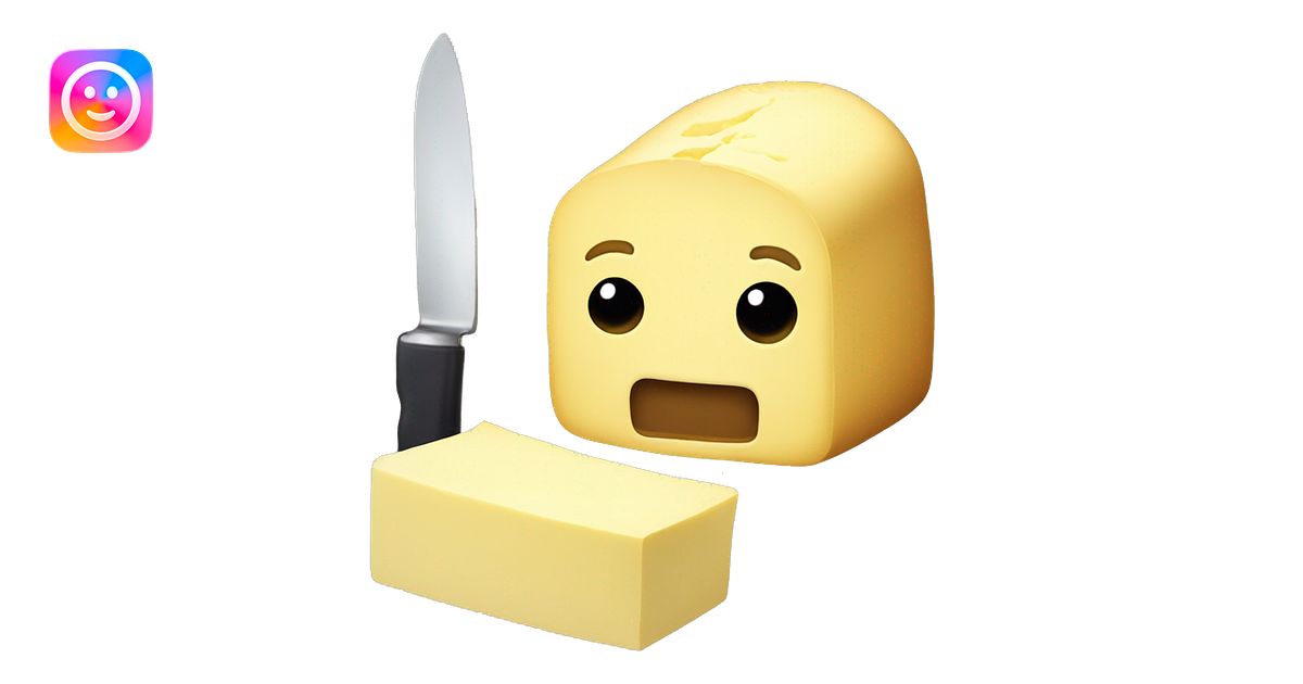 Sentient butter with knife emoji | AI Emoji Generator