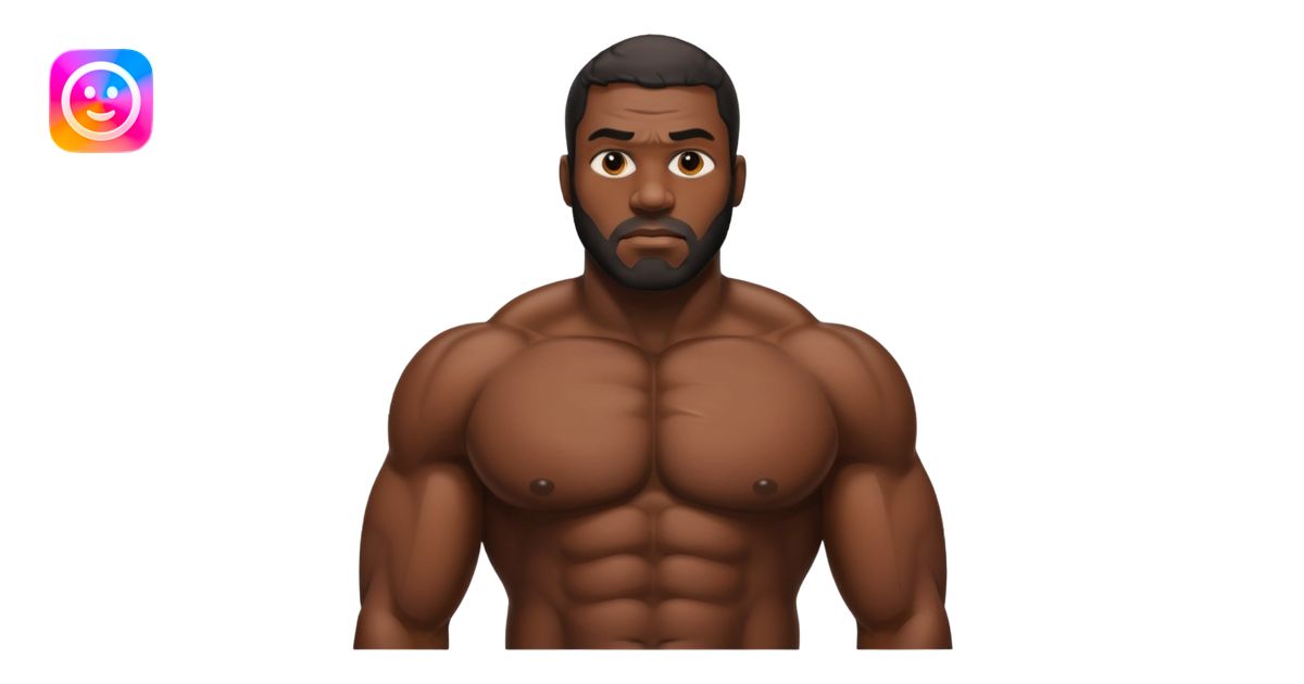 Giant big booty black very oily man back towards viewer emoji | AI ...