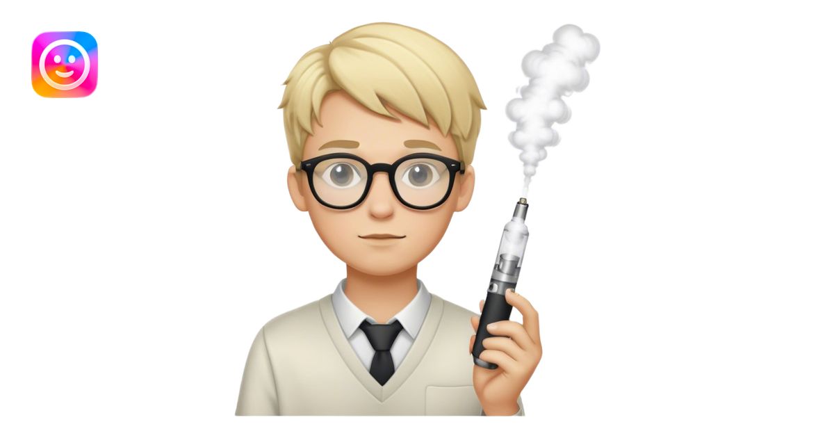 blonde boy with glasses and vape emoji | AI Emoji Generator