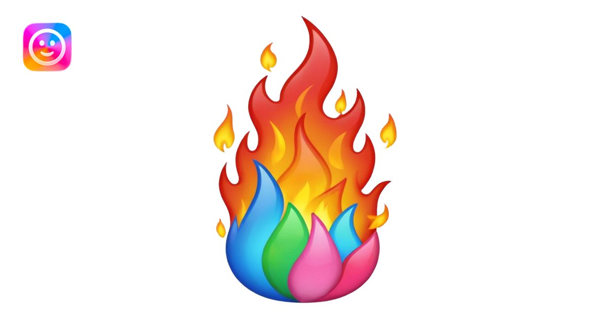 A fire emoji with the colors of the pride flag. Take away the small ...