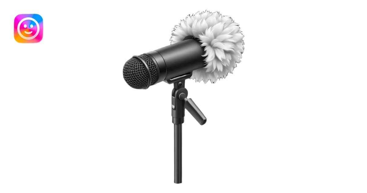 boom fluffy microphone with stick emoji | AI Emoji Generator