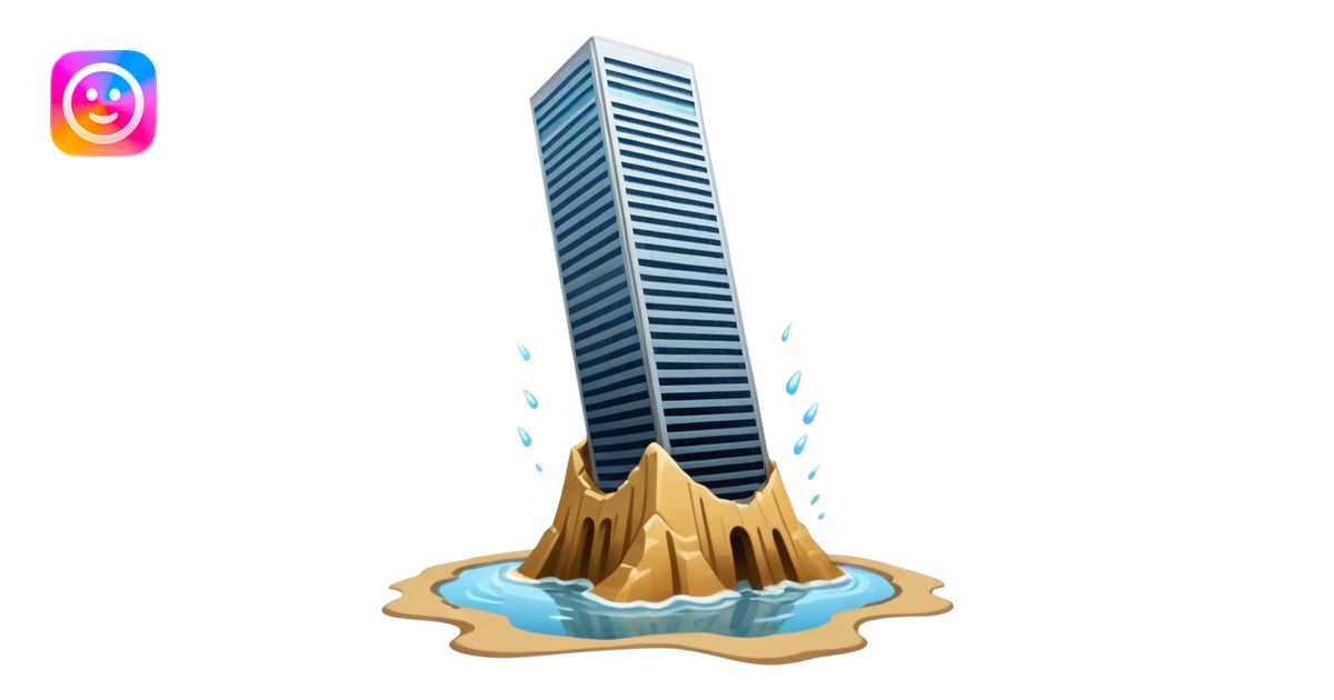 Skyscraper collapsing on quicksand emoji | AI Emoji Generator