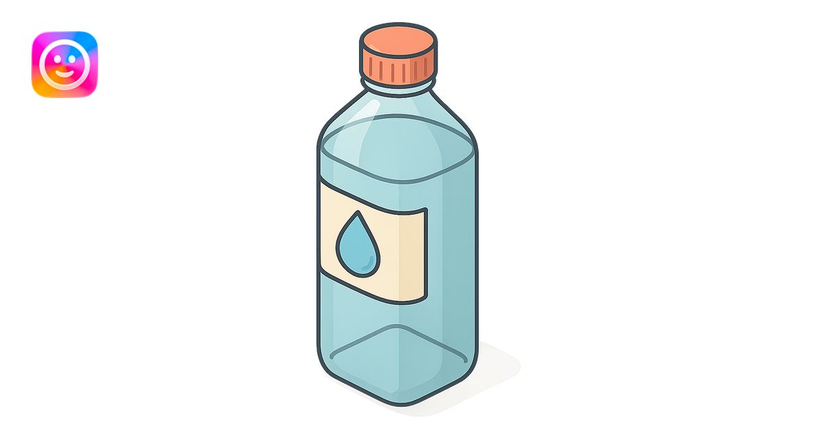 detailed 2D isometric illustration of a plastic bottle of water with ...