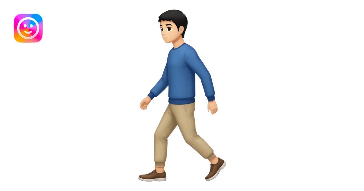 The Walking Man black hair all body from the side and taking a step ...