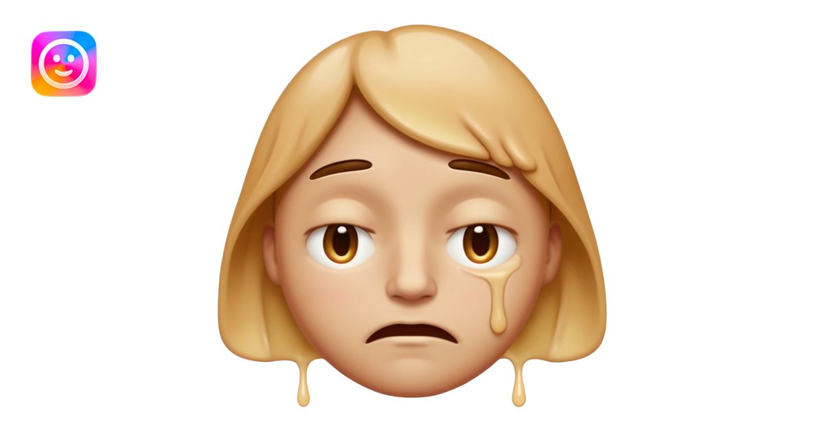 Apple-style emoji person inspired by the Apple melting face emoji (🫠 ...