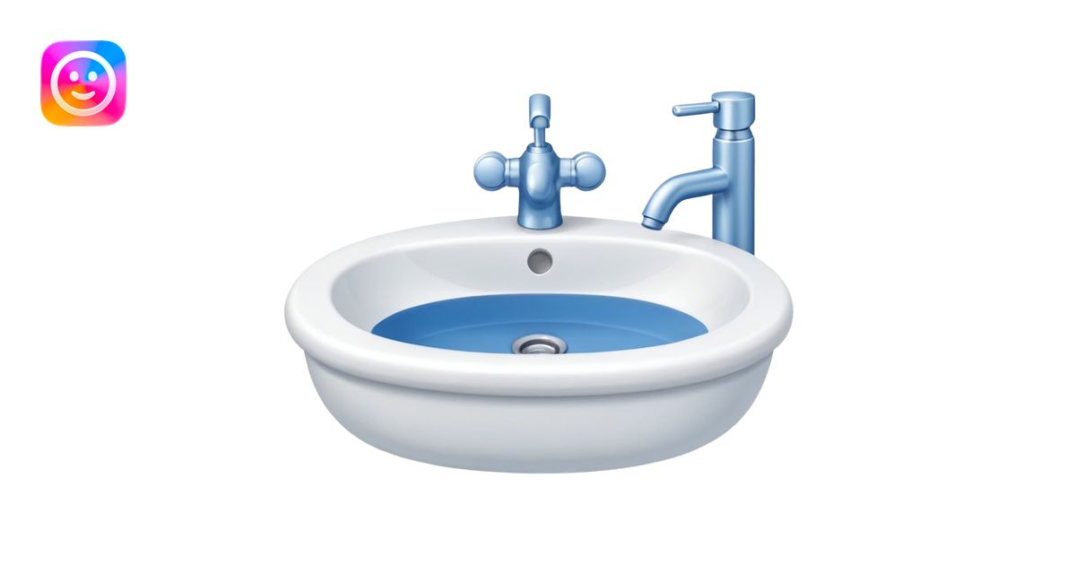“Flat icon-style emoji of a bathroom sink with a simple faucet and ...