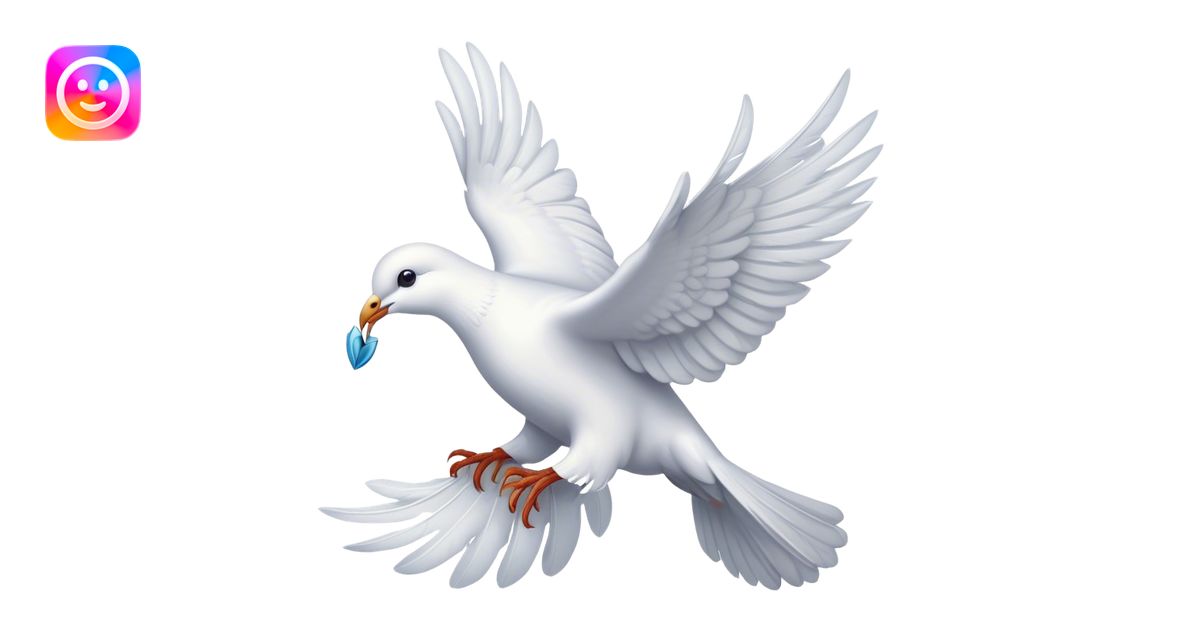 A white dove holds a pacific symbol in its beak emoji | AI Emoji Generator