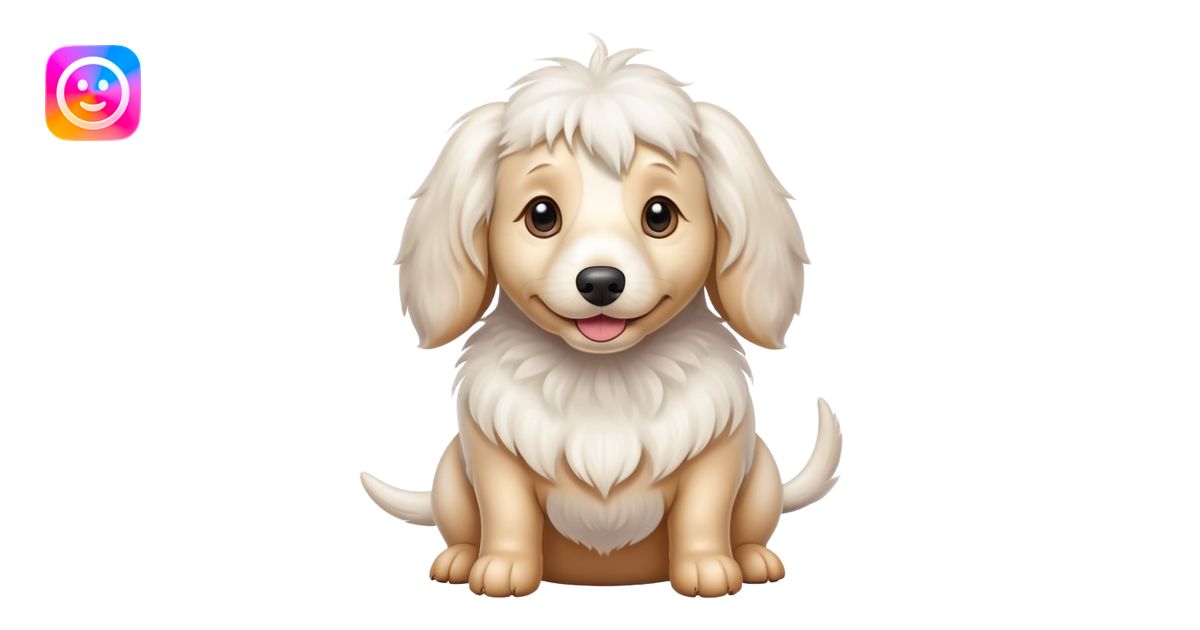 Fluffy white wiener dog emoji | AI Emoji Generator