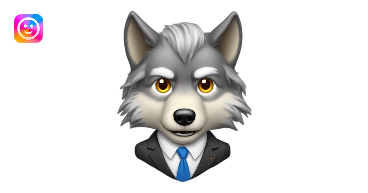 Donald Trump as a wolf with wig and suit emoji | AI Emoji Generator