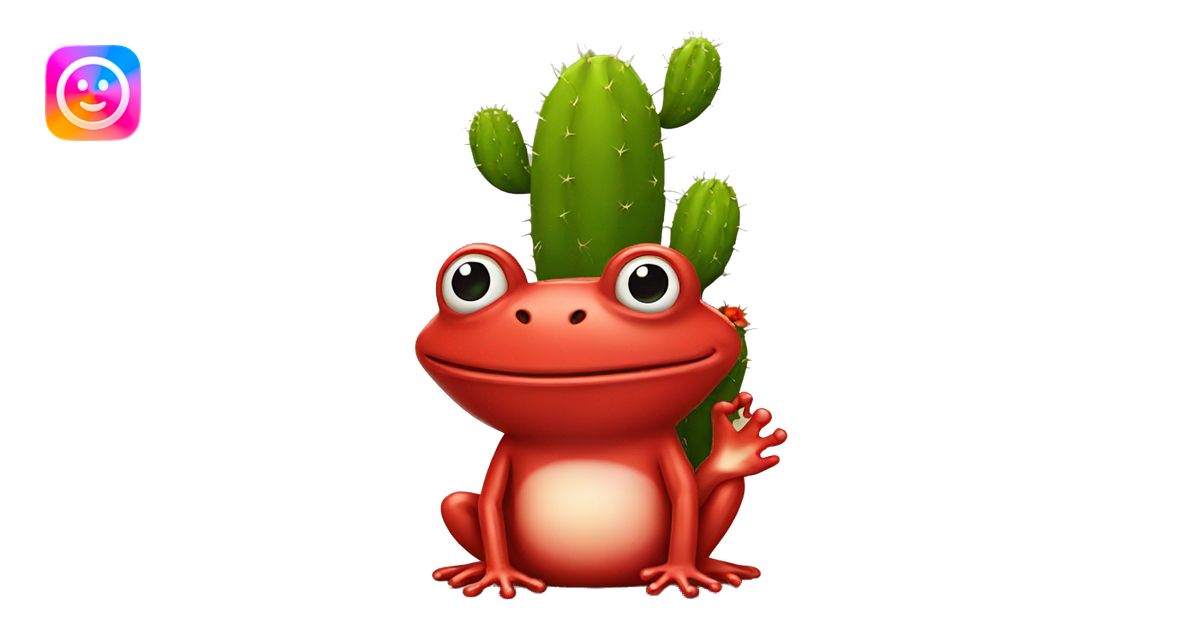red frog holding cactus emoji | AI Emoji Generator