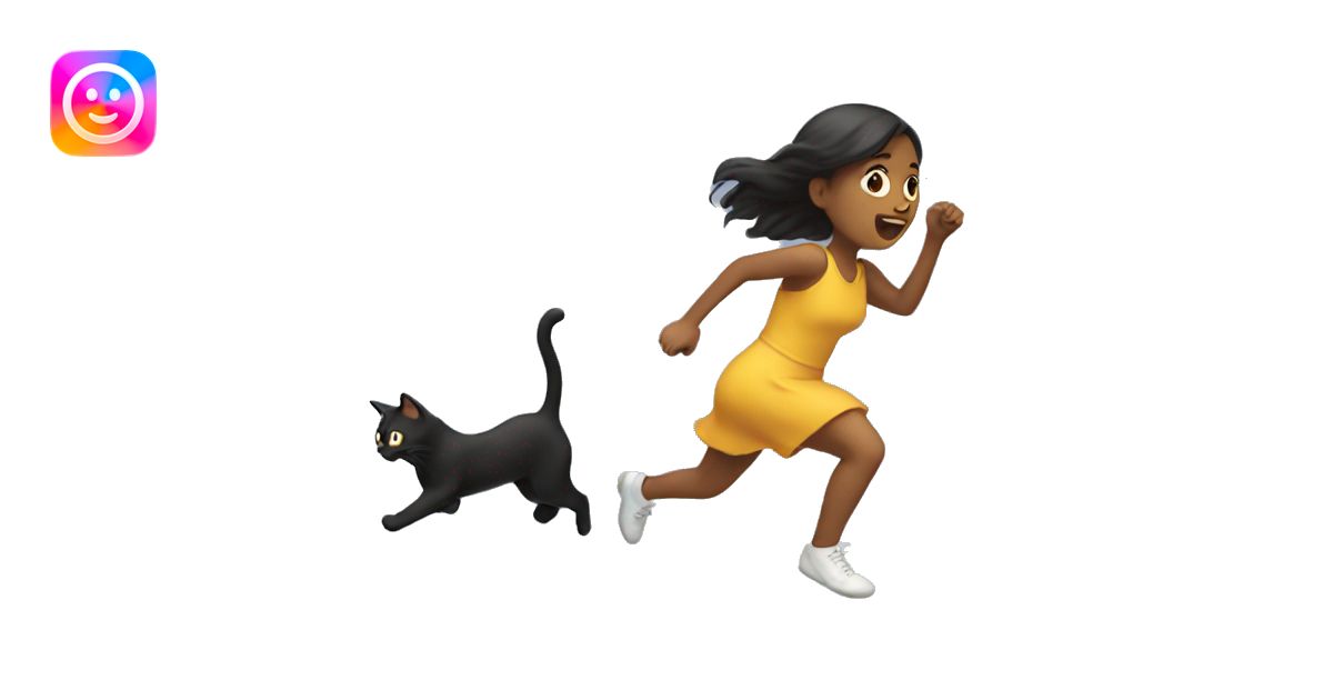 Girl chasing cat emoji | AI Emoji Generator
