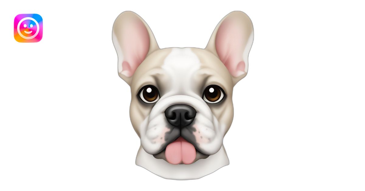 white frenchie bulldog with black dot on eye emoji | AI Emoji Generator